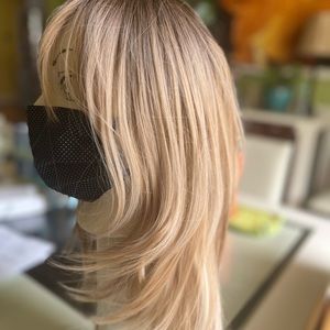 Haircube | Hair | Haircube Long Blonde Wig With Bangs And Dark Roots ...